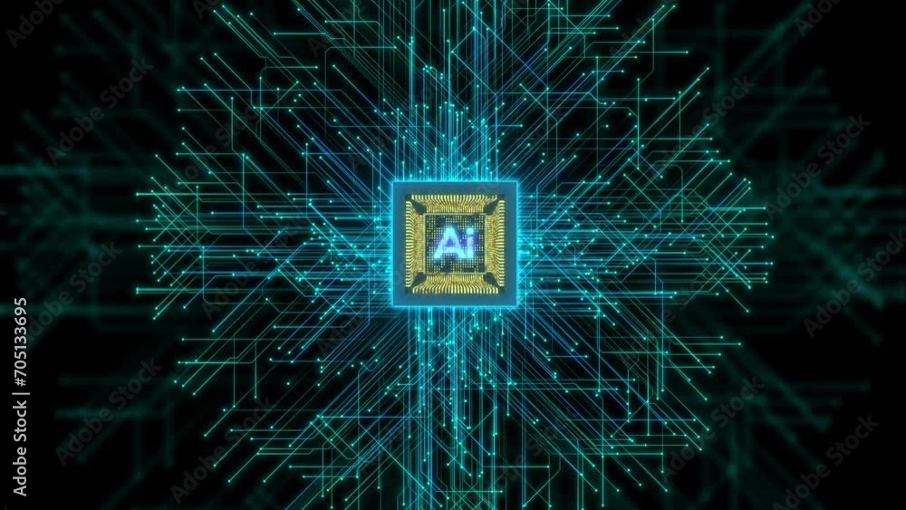 Ai Central Computer Processors CPU concept. Motherboard digital chip ...