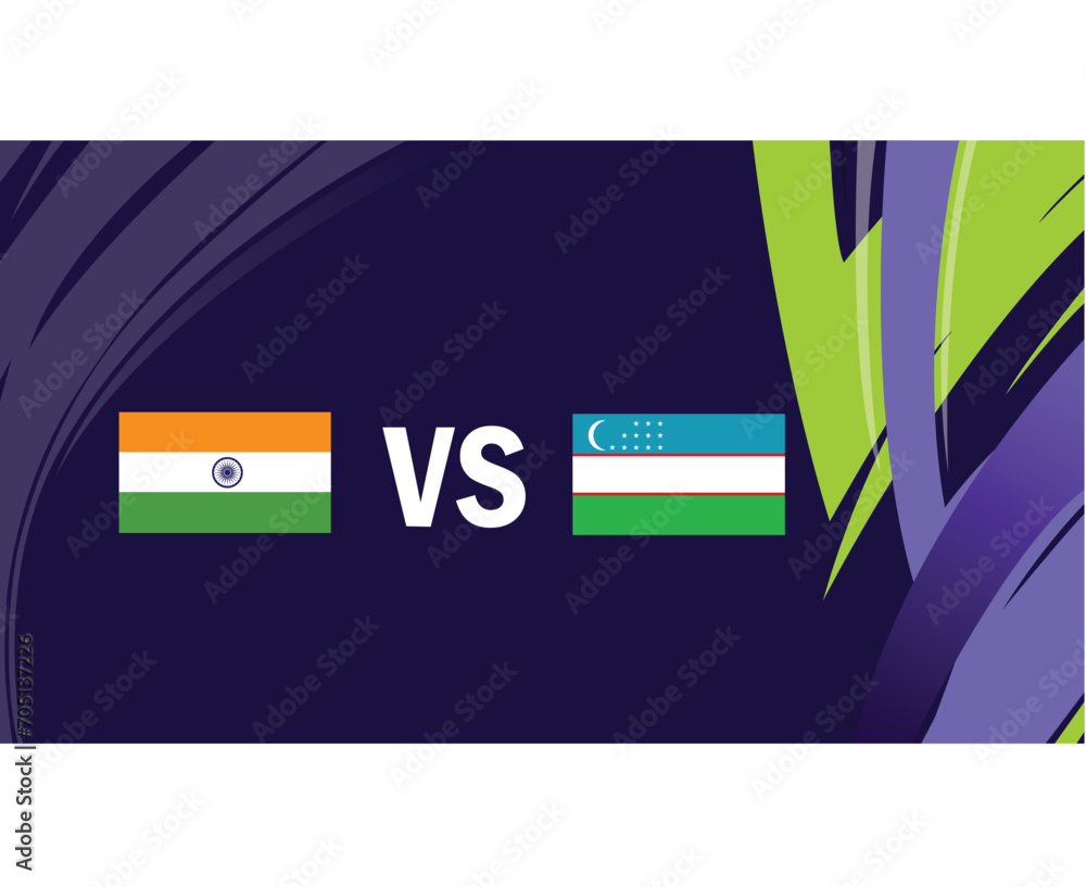 India And Uzbekistan Asian Flags Nations 2023 Group B Teams Countries ...