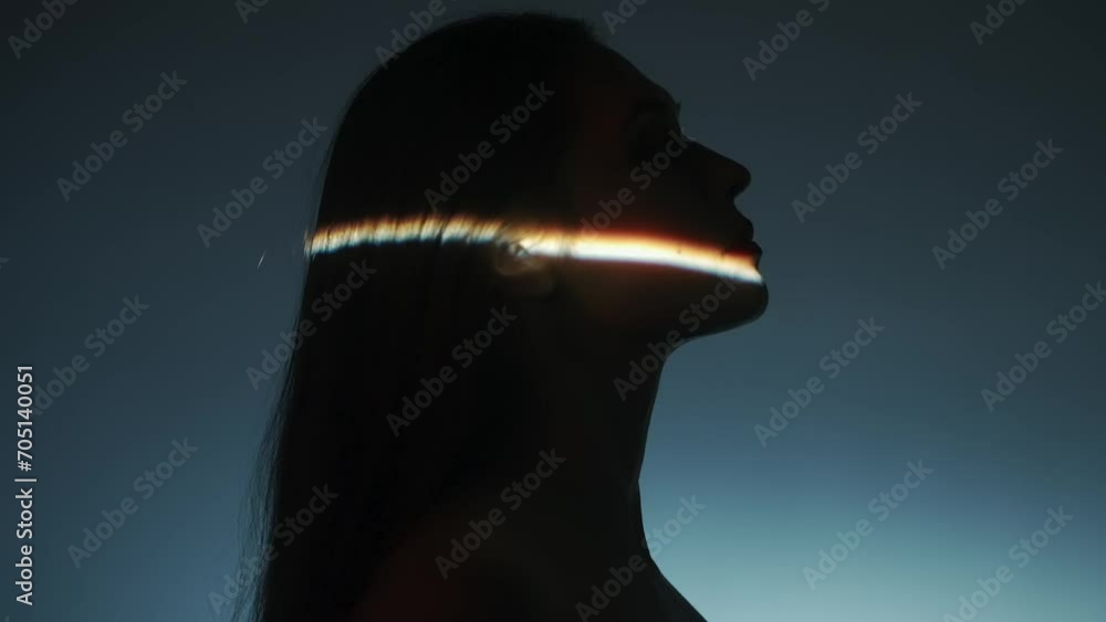 Portrait of female model in studio. Silhouette of appealing woman ...