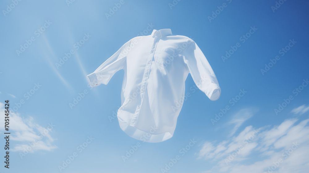 Perfectly white clothes, White shirt with ghost model floating in blue ...