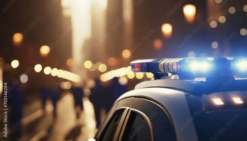 Blurred background of police flashing lights at the crime scene Stock ...