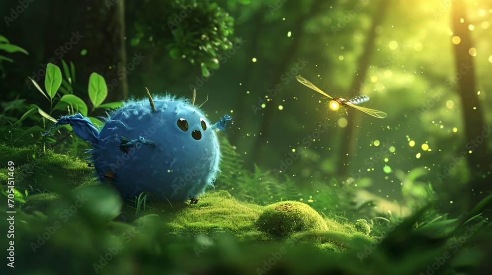 octopus on the tree, Running through a magical forest, a delightful ...