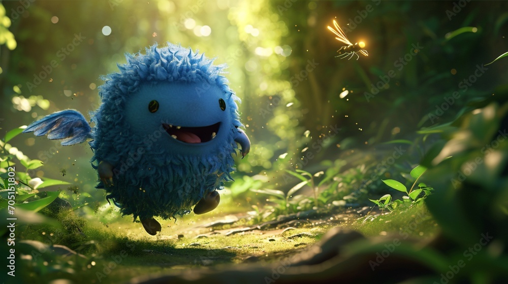 octopus on the tree, Running through a magical forest, a delightful ...