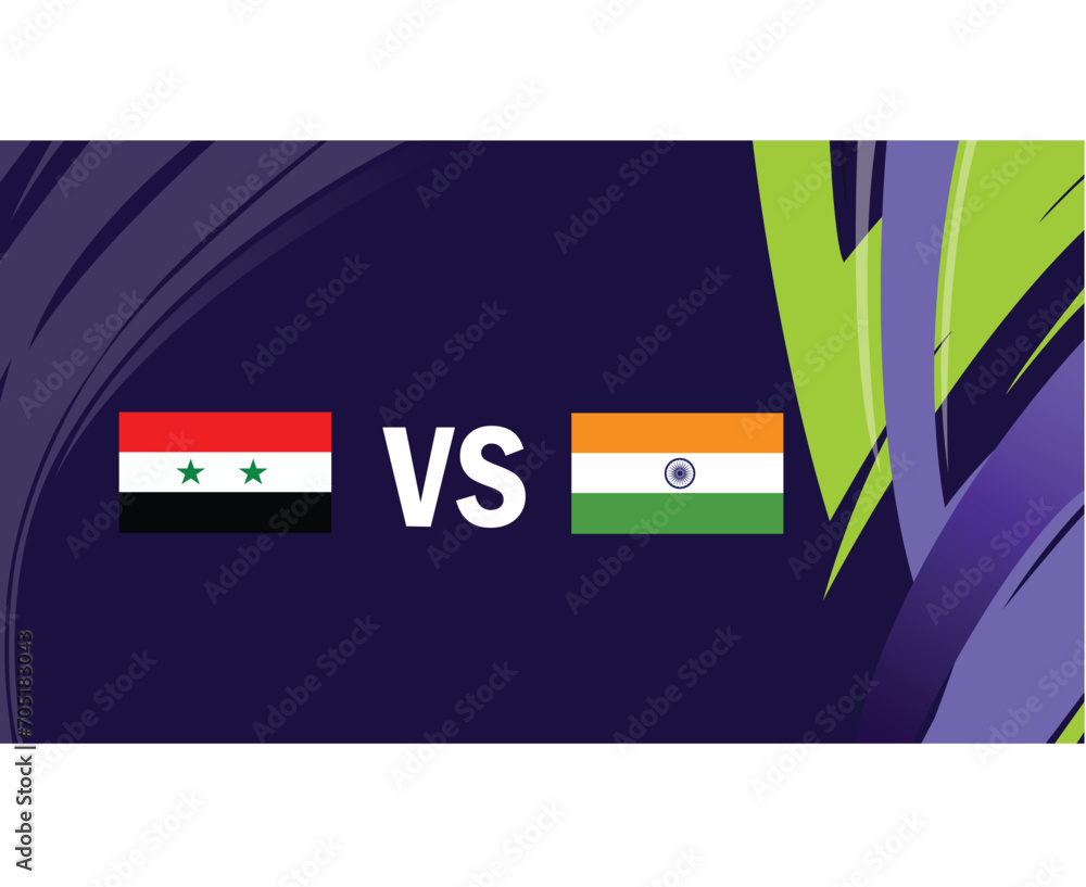 Vetor de Syria And India Asian Flags Nations 2023 Group B Teams ...