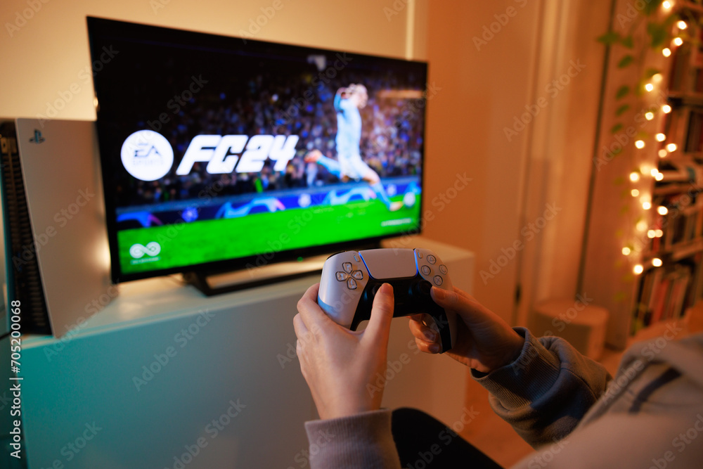 PlayStation 5. New EA Sports FC 24 Sony PS5 console. Dualsense ...