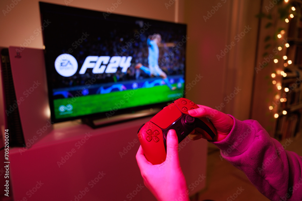 New EA Sports FC 24 football simulation game on PlayStation 5. Sony PS5 ...
