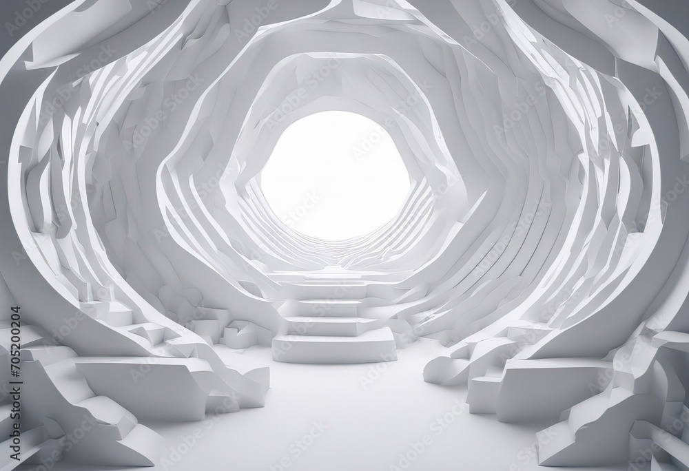 White light background architectural futuristic construction 3d motion ...