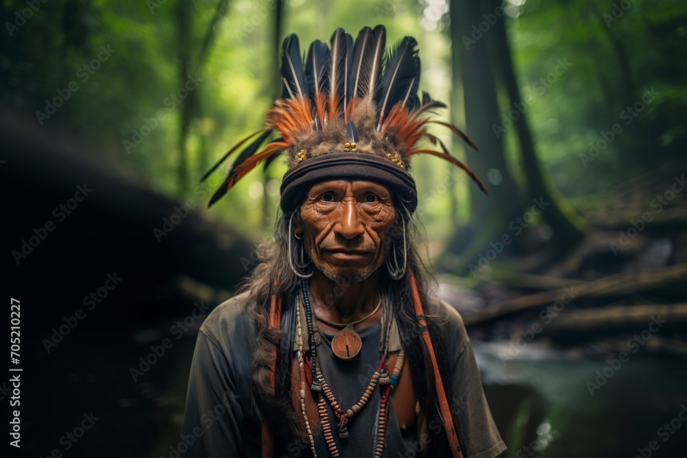 indigenous man from a tribe in the amazon rainforest Stock Photo ...