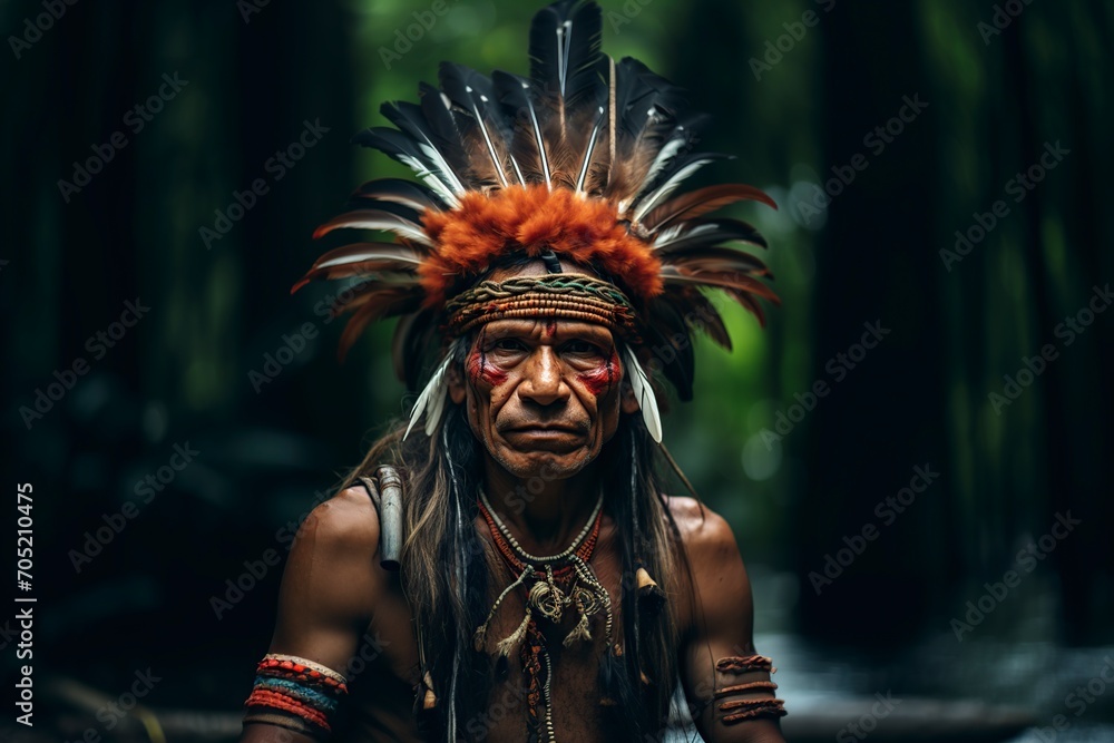 indigenous man from a tribe in the amazon rainforest Stock Photo ...