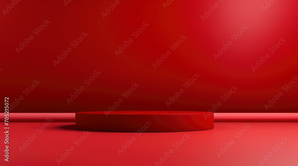 abstract red background with empty stage Cylinder podium display ...