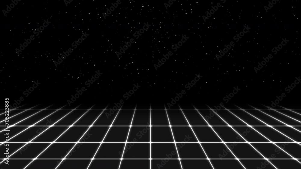 Retro futuristic 1980s abstract landscape hi-tech background with neon ...
