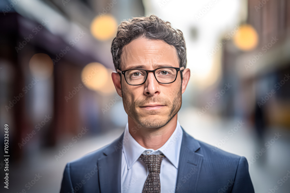 Man in glasses and business suit, a captivating business portrait. A ...