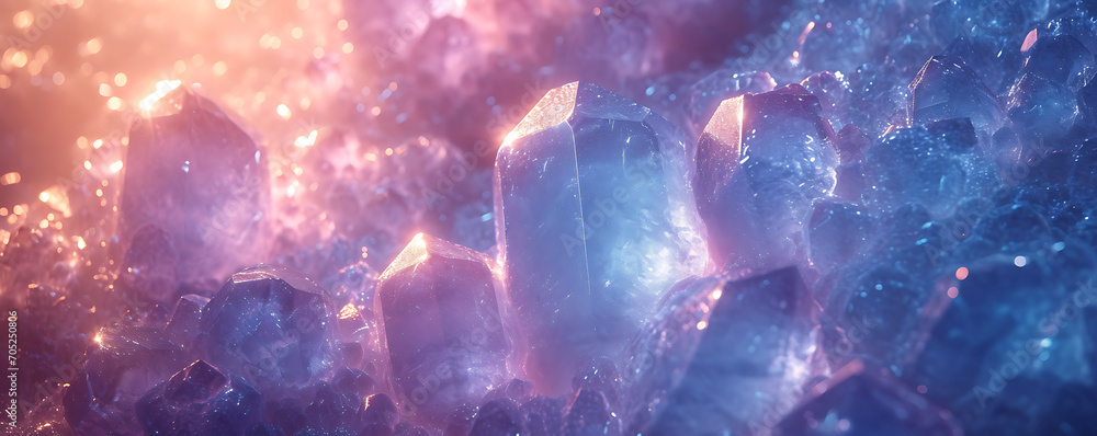 Cascading crystal-inspired patterns in shades of blue and violet ...