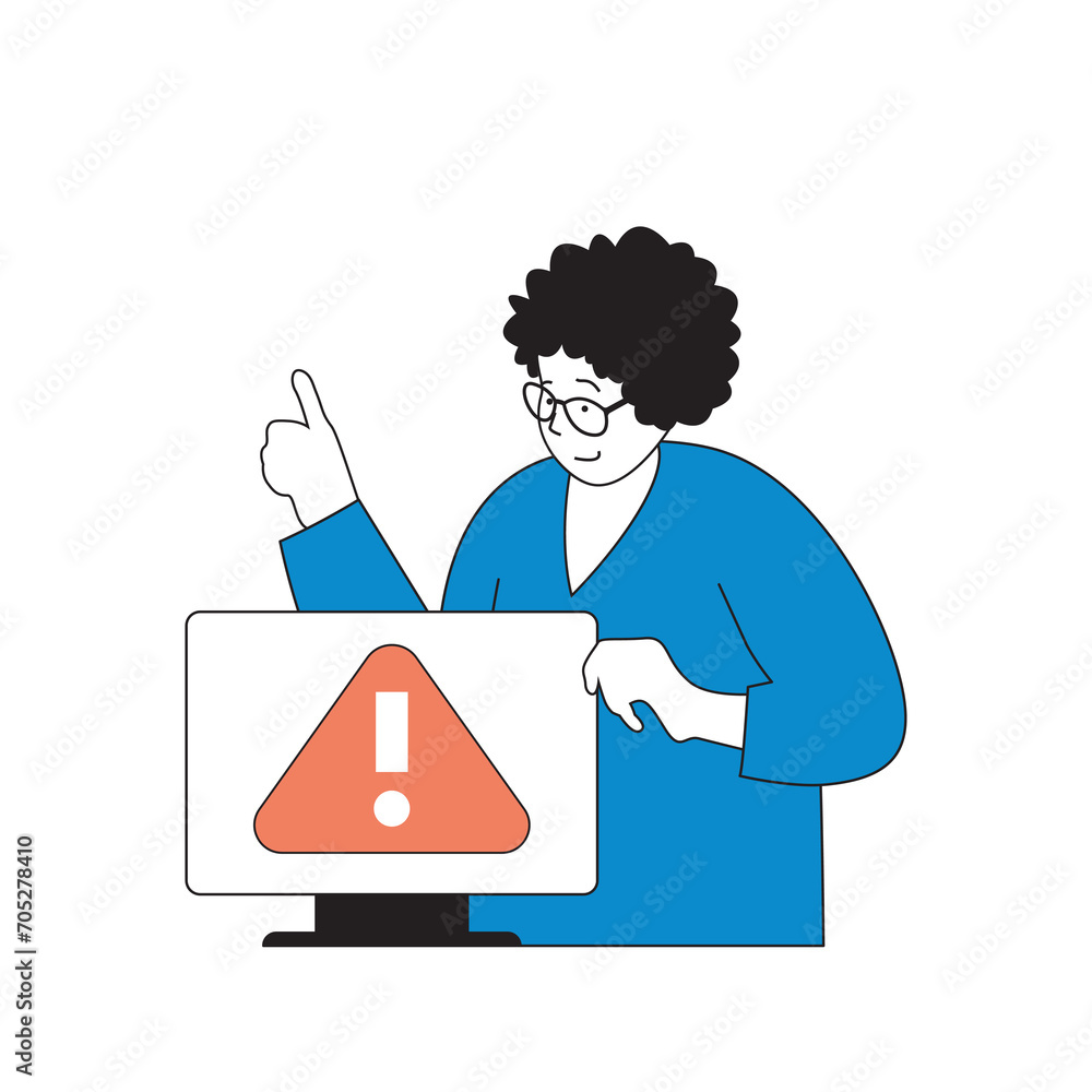 Programming concept with cartoon people in flat design for web. Woman ...