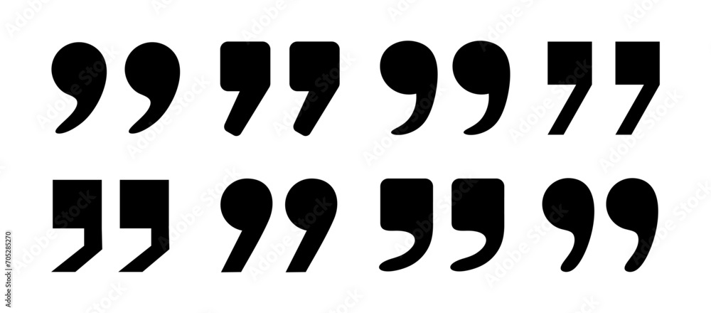 Set of quote icon. Hand drawn collection of Quotation mark signs or ...