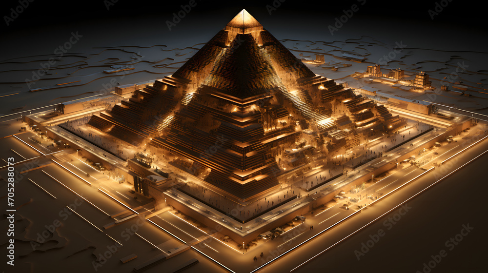 A 2D layout of an ancient Egyptian pyramid complex with key structures ...