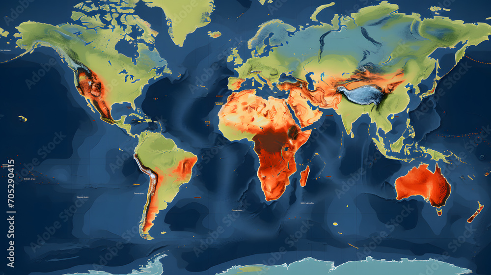 A 2D map illustrating different climatic zones of the world with key ...