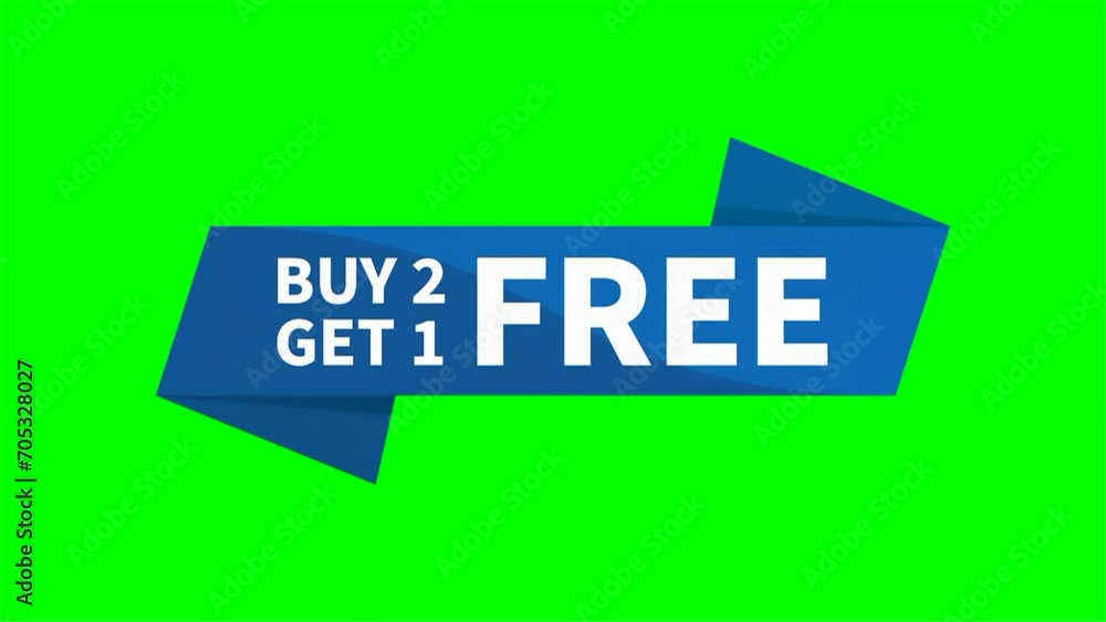 Buy Two Get One Free Motion Video Blue Rectangle Ribbon Shape On Green ...