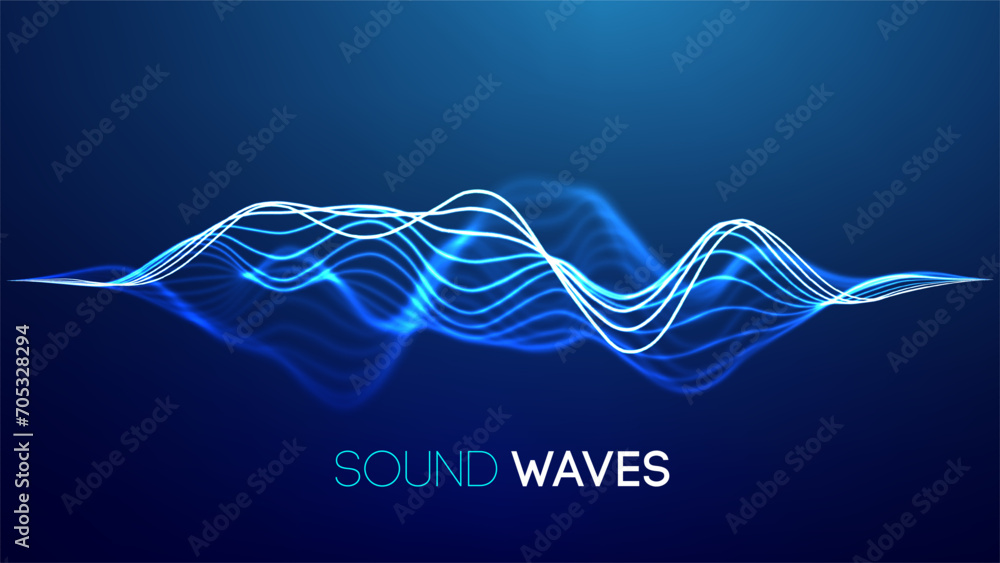 Sound wave blue technology background. Music wave futuristic big data ...