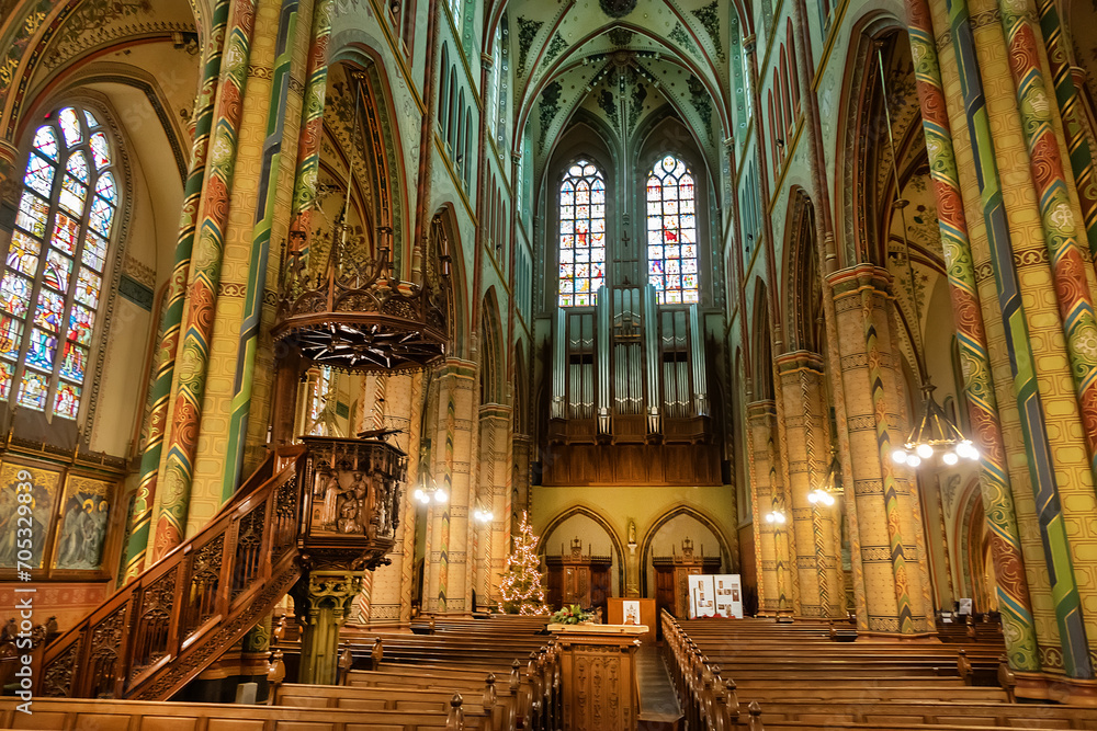 Interior of Roman Catholic Willibrord Church constructed between 1875 ...