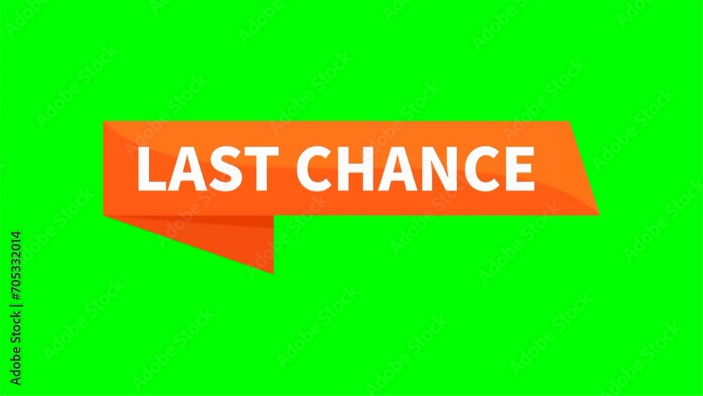 Last Chance Motion Video Orange Ribbon Rectangle Shape On Green Screen ...