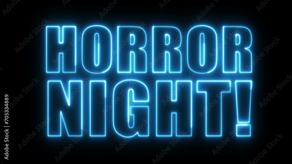 Horror Night text font with light. Luminous and shimmering haze inside ...