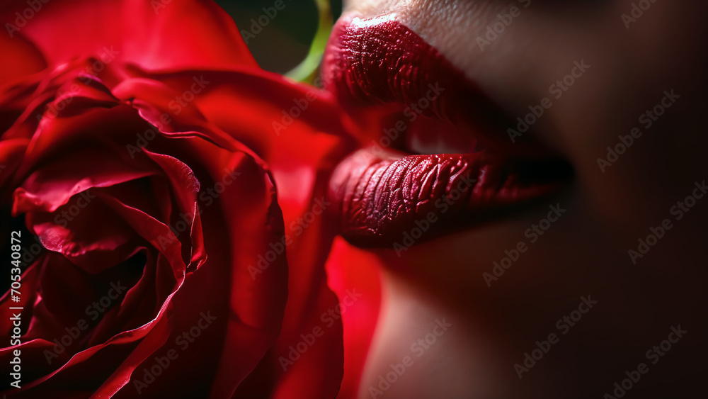 The Allure Of Romance Depicted By Glistening Lips In A Poetic