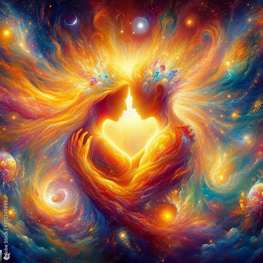 Twin flame couple. Soulmates. The concept of magical, esoteric, tantric ...