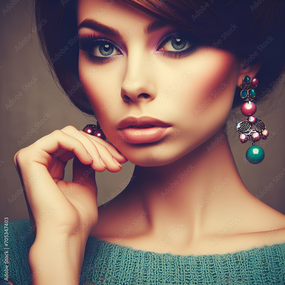 Vintage Close-Up Fashion Portrait of a Serious Confident 50s 1950s 60's ...