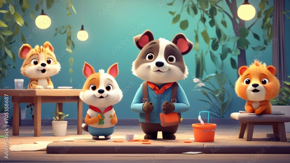 Adorable animated animals act out different emotion regulation ...