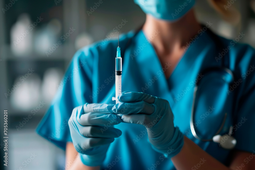 Vaccination Hero: A nurse holding a syringe in a hospital setting ...