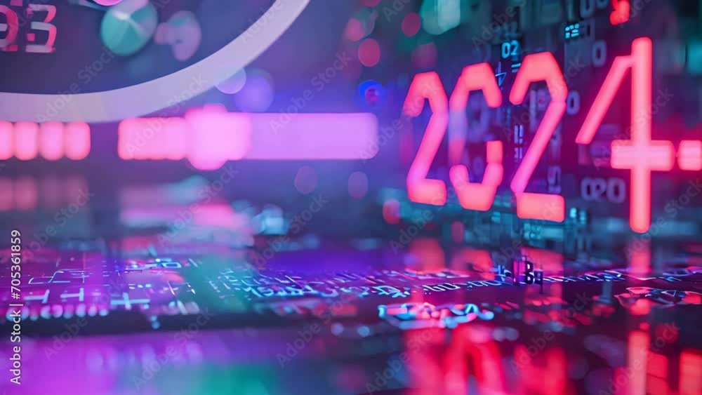 Vidéo Stock 2024 High Tech Data Stream. New Year Cinematic Footage ...