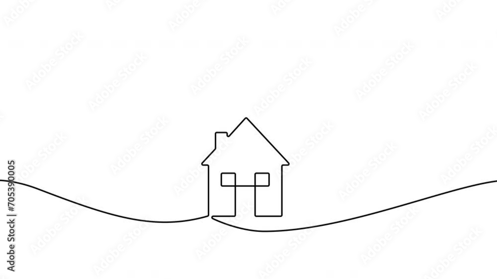 House single line drawing continuously. Building, planning and ...