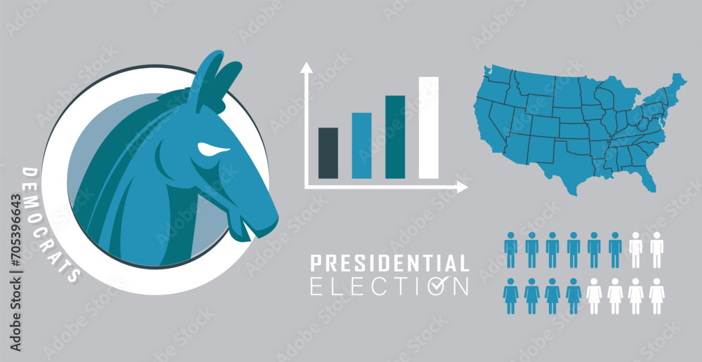 Democrat donkey US Presidential Election 2024 Banner with infographics ...