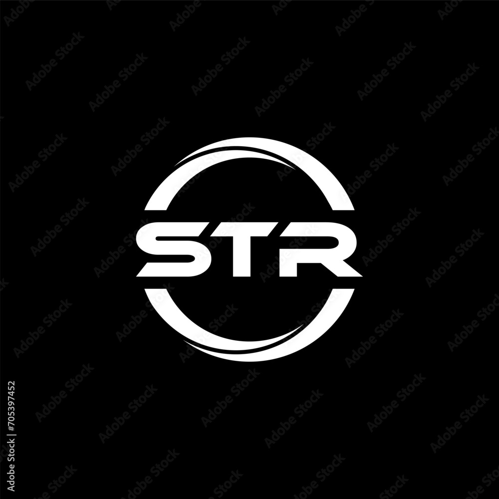 STR letter logo design with black background in illustrator, cube logo ...