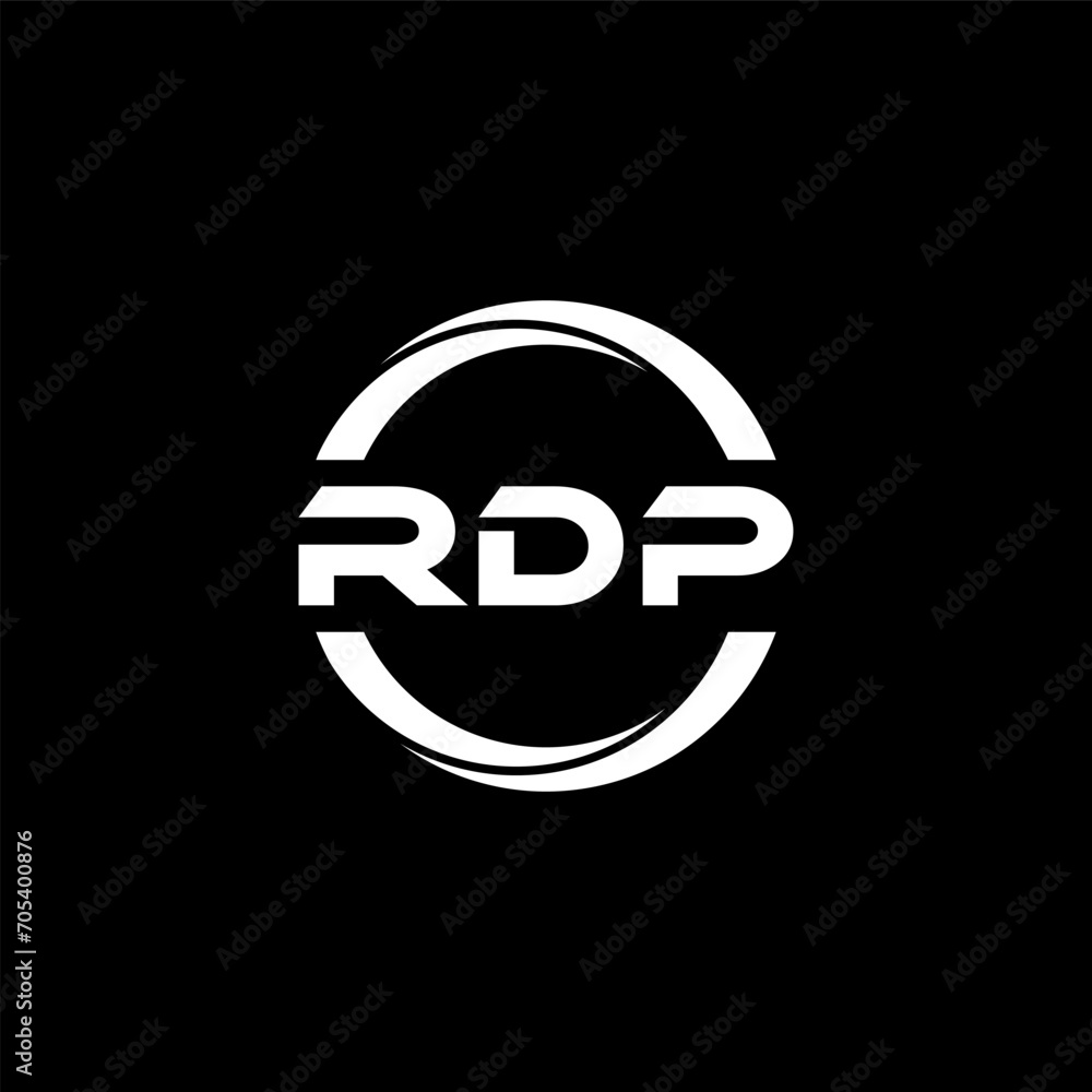 RDP letter logo design with black background in illustrator, cube logo, vector logo, modern ...