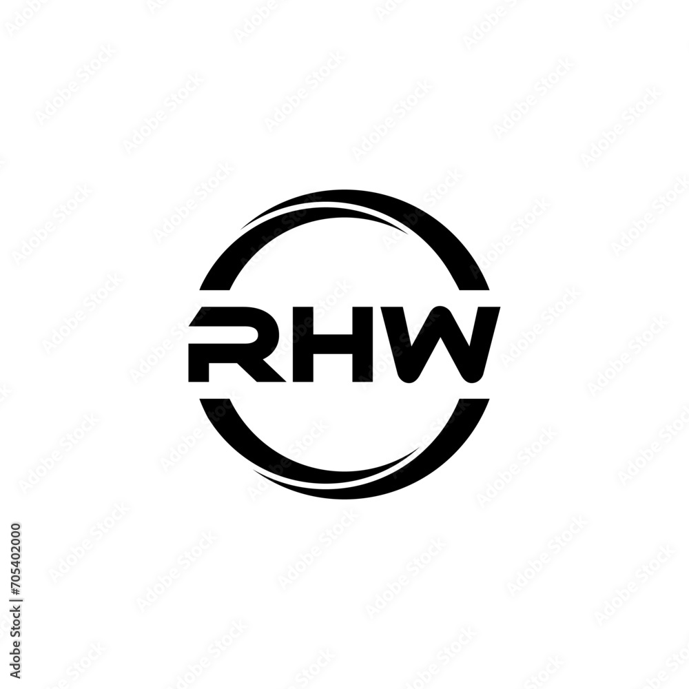 RHW letter logo design with white background in illustrator, cube logo ...