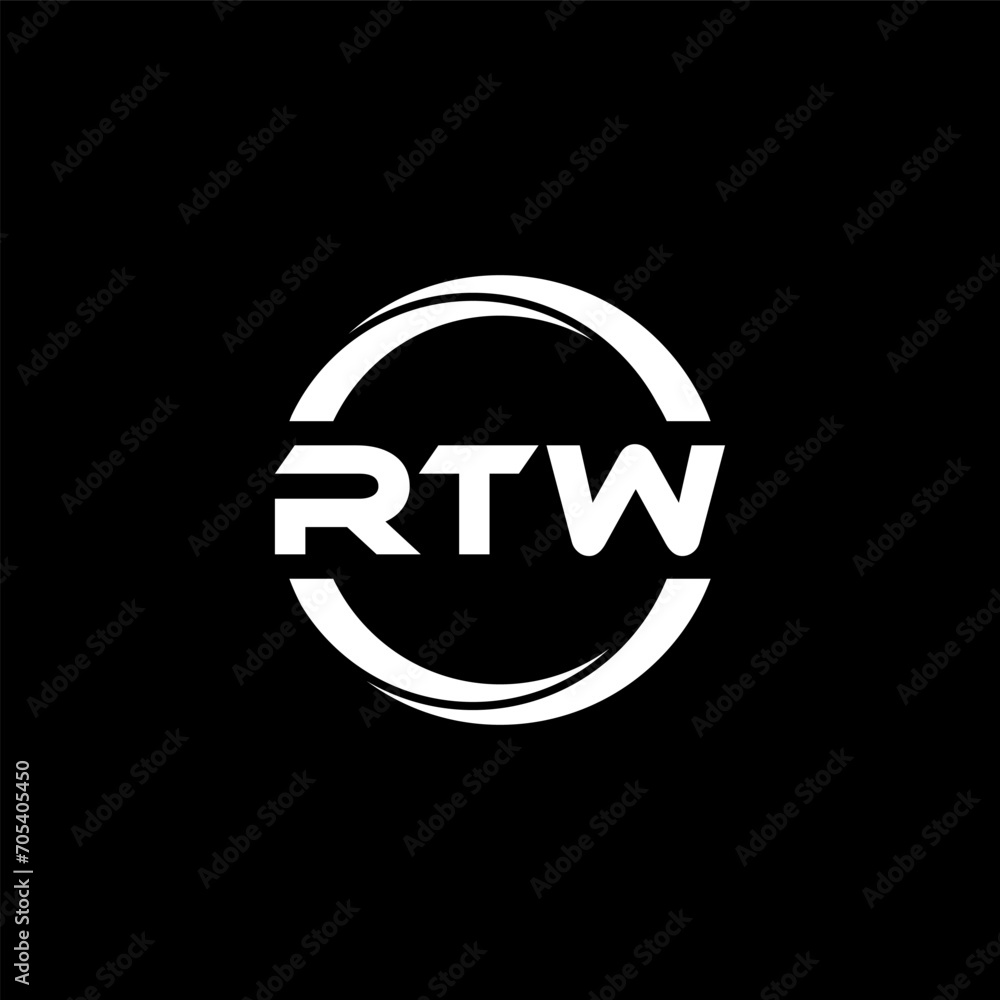 Vecteur Stock RTW letter logo design with black background in ...