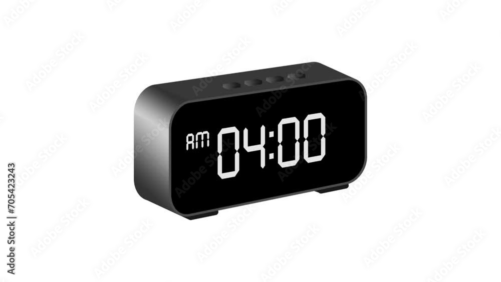 Vidéo Stock Alarm clock ringing at 4 am. animated digital alarm clock ...
