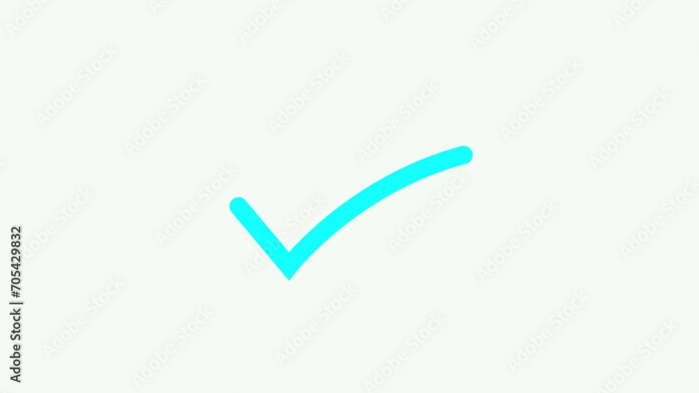 Purple tick doodle, hand drawn check mark animation on a white background. checkbox or check ...