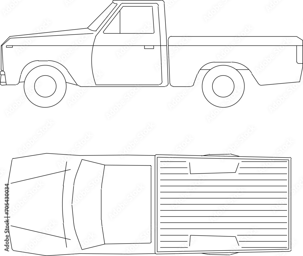 Vector sketch illustration of the design of a pick-up vehicle for ...