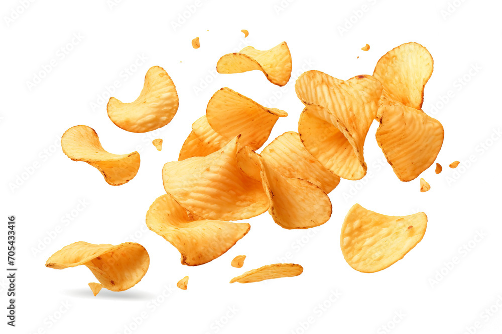 Splashing potato chips isolated on transparent background. PNG Stock ...