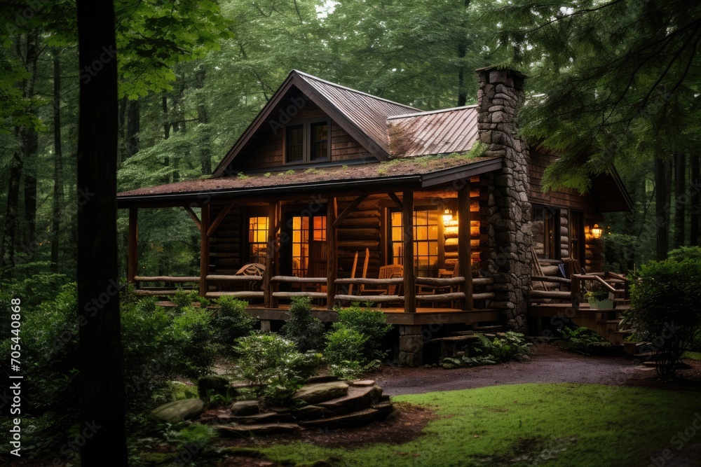 Log Cabin in Woods With Porch, Cozy Retreat Surrounded by Nature, A ...