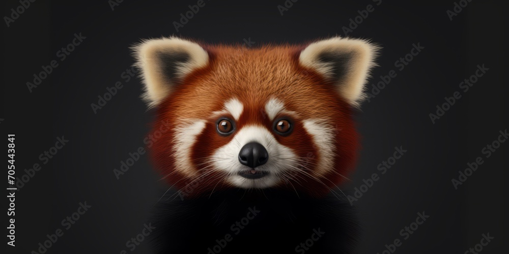 A red panda, its face captured in an ultra-detailed digital art photo ...