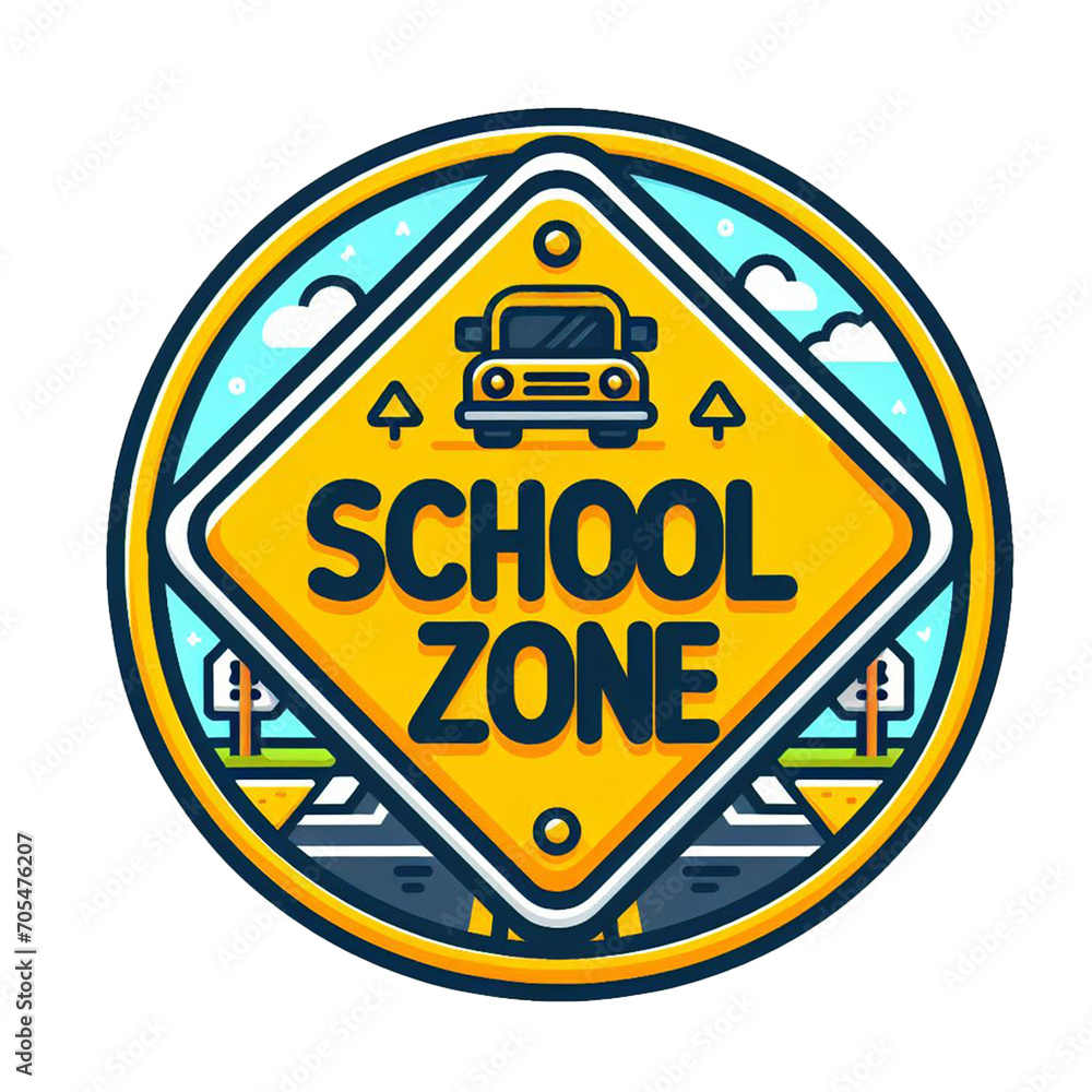 School zone warning crossing road sign on png transparent background ...