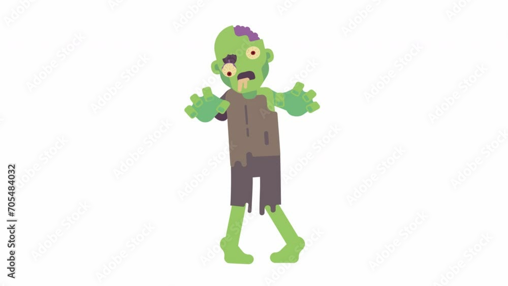Undead green zombie walking in grabbing pose. concept of zombie chasing ...