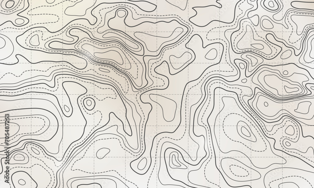 Ocean bottom topographic line map curvy wave isolines vector ...