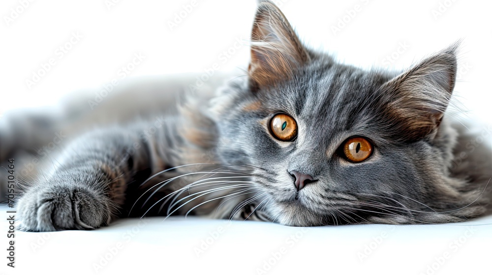 Beautiful Grey Cat Isolated On White, Desktop Wallpaper Backgrounds ...