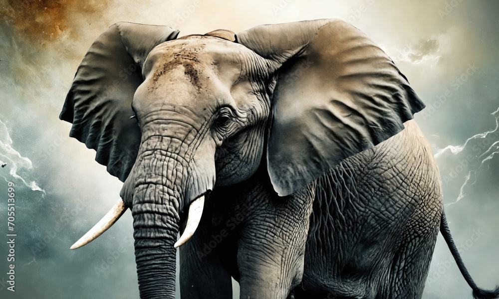 Fantasy Illustration of a wild elephant. Digital art style wallpaper ...