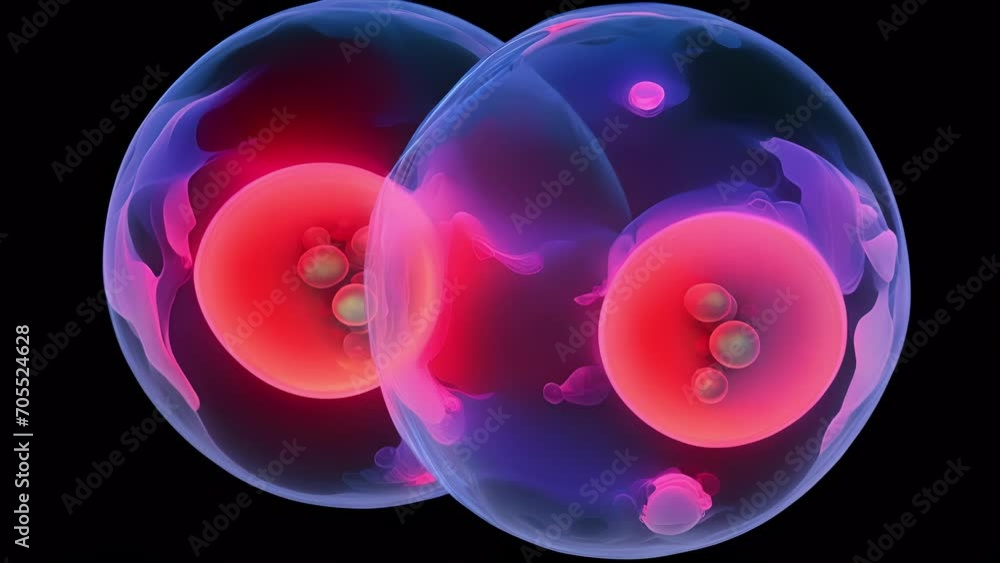 Macro closeup of a twocell human embryo, with a clear display of the ...